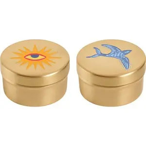 ZSA ZSA ZSU Lotus Brass Decorative Box 2 Pcs Set - Gold