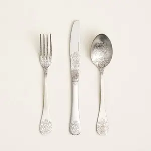 ZSA ZSA ZSU Dume Patterned Stainless Steel Dessert Fork Set Of 4 - Silver