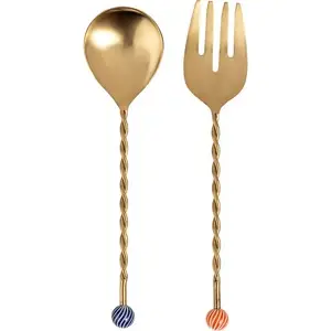 ZSA ZSA ZSU Rampur Steel Salad Serving Set Cheerland Set Of 2 - Gold