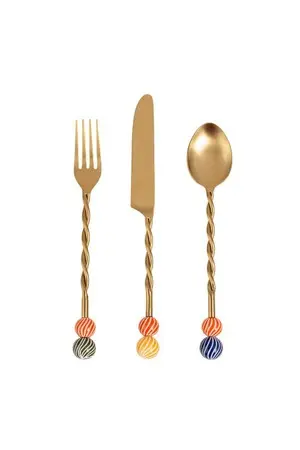 ZSA ZSA ZSU Rampur Steel Cutlery Set Cheerland Set Of 3 - Gold