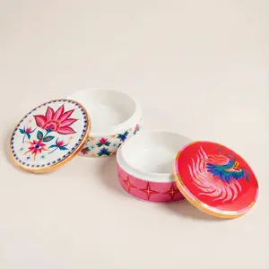 ZSA ZSA ZSU Shekou Porcelain Decorative Object 2 Pcs Box Set - White