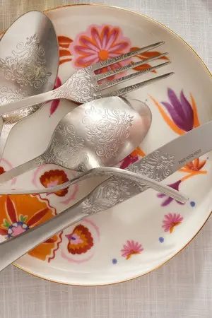 ZSA ZSA ZSU Dume Patterned Stainless Steel Dessert Knife Set Of 4 - Silver