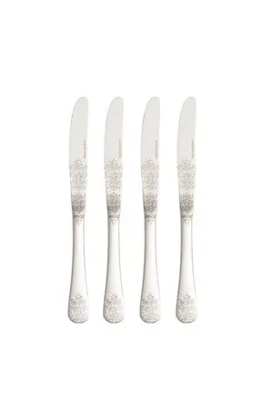 ZSA ZSA ZSU Dume Patterned Stainless Steel Dessert Knife Set Of 4 - Silver