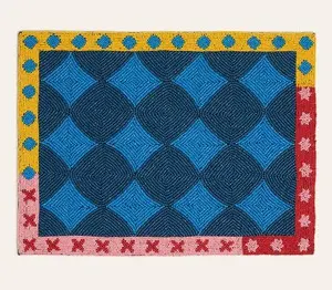 ZSA ZSA ZSU Dadri Beadded Placemat Geometric 12x16 - Blue