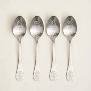 ZSA ZSA ZSU Dume Patterned Stainless Steel Dinner Spoon Set Of 4 - Silver