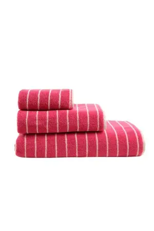 ZSA ZSA ZSU Solid Wide Striped Yarn-dyed 100% Cotton Towel 3-pcs Set - Pink