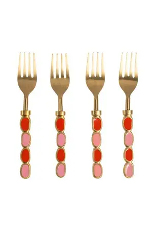 ZSA ZSA ZSU Rampur Steel Dessert Fork Set Of 4 - Gold