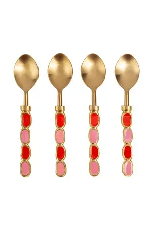 ZSA ZSA ZSU Rampur Steel Dessert Spoon Set Of 4 - Gold