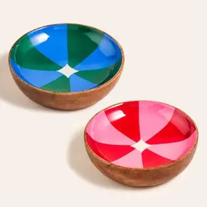 ZSA ZSA ZSU Lakri Mango Wood Bowl Set Of 2 - Multicolor