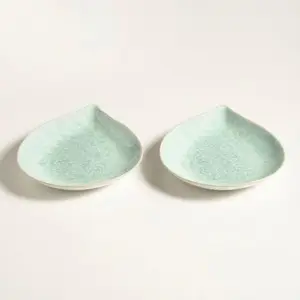 ZSA ZSA ZSU Fonte Stoneware Serving Plate 12" Set Of 2 - Green