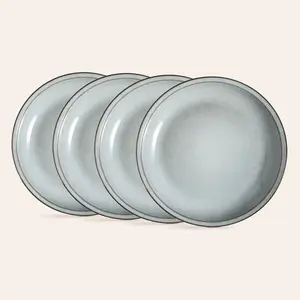 ZSA ZSA ZSU Lily Stoneware Dessert Plate 8" Set Of 4 - Blue