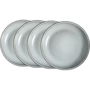 ZSA ZSA ZSU Lily Stoneware Dessert Plate 8" Set Of 4 - Blue
