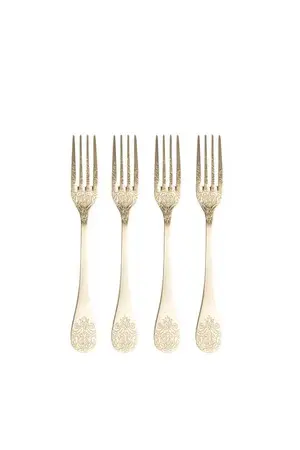 ZSA ZSA ZSU Dume Patterned Stainless Steel Dinner Fork Set Of 4 - Champagne