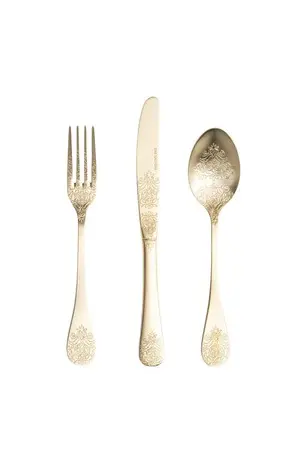ZSA ZSA ZSU Dume Patterned Stainless Steel Dinner Fork Set Of 4 - Champagne