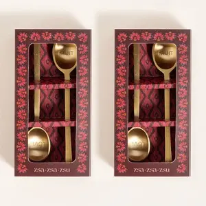 ZSA ZSA ZSU Lotus Set Of 2 Brass Decorative Object With Square Handle Set Of 2