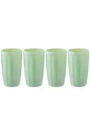 ZSA ZSA ZSU Henan Glass Soft Drink Tumbler 12 Oz Set Of 4 - Green
