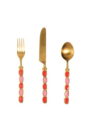 ZSA ZSA ZSU Rampur Steel Cutlery Set Maximalist Set Of 3 - Gold