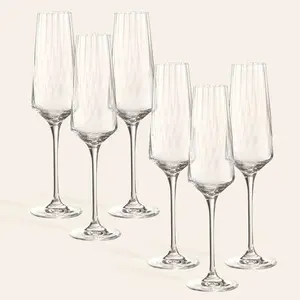 ZSA ZSA ZSU Poznan Optical Glass Champagne Flute 6 Oz Transparent Set Of 6 - Clear
