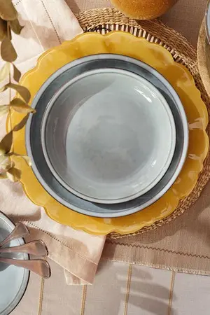 ZSA ZSA ZSU Lily Stoneware Dinner Plate 9.4" Set Of 3