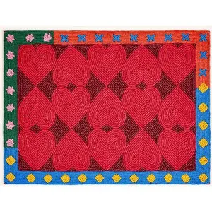 ZSA ZSA ZSU Dadri Beadded Placemat Heart 12x16 - Red