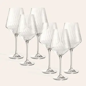 ZSA ZSA ZSU Poznan Optical Glass White Wine Glass 13 Oz Transparent Set Of 6 - Clear