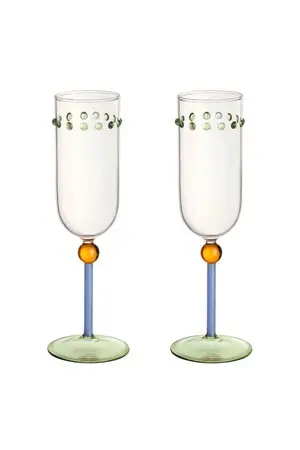 ZSA ZSA ZSU Henan Borosilicate Glass Champagne Flute 8 Oz Set Of 2 - Clear