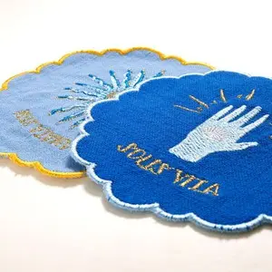 ZSA ZSA ZSU Nilufer 4 Pcs Digital Printed Overlocked Embroidered 100% Cotton Coaster Set