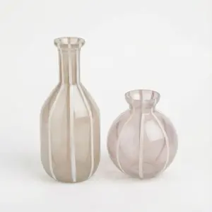 ZSA ZSA ZSU Aravali Hand Painted Glass Decorative Object 2 Piece Set - Beige