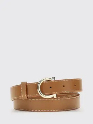 FERRAGAMO Leather Belt With Gancini Buckle - Brown