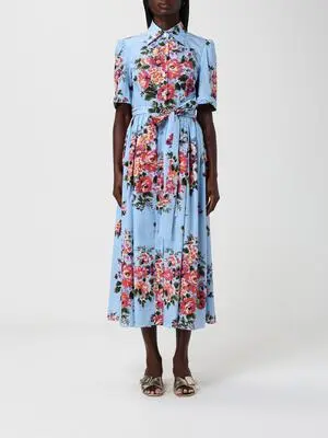 Dolce & Gabbana Floral Print Midi Shirt Dress - Gnawed Blue