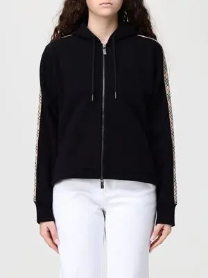 Burberry Cotton Hoodie With Check Bands