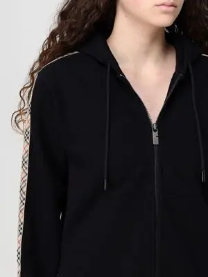 Burberry Cotton Hoodie With Check Bands