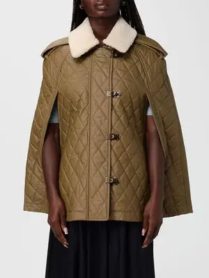 Burberry Burberry Quilted Cotton Cape With Shearling Collar Beige