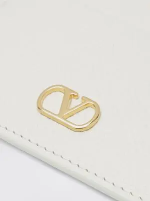 Valentino Garavani Vlogo Signature Grained Leather Credit Card Holder