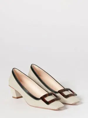 ROGER VIVIER Belle Vivier Canvas Pumps - Beige