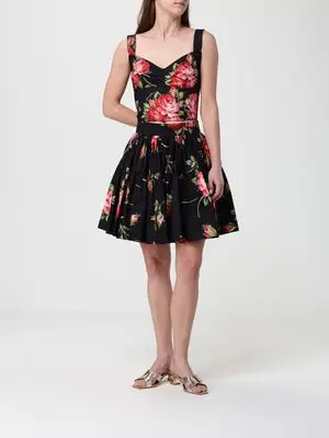 Dolce & Gabbana Floral Cotton Blend Corset Top - Black