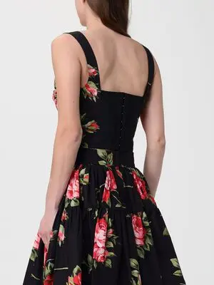 Dolce & Gabbana Floral Cotton Blend Corset Top - Black