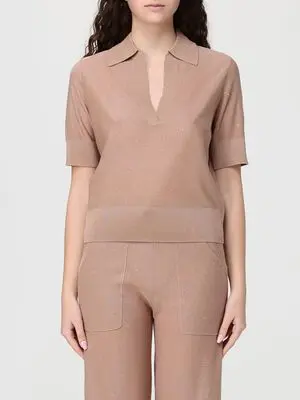 KANGRA Viscose Knit Polo With Sequin Embellishments - Beige