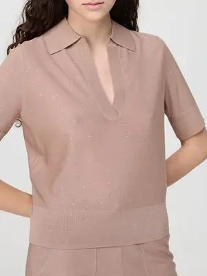 KANGRA Viscose Knit Polo With Sequin Embellishments - Beige