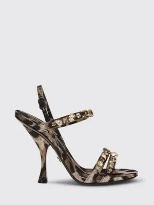 Dolce & Gabbana Keira Animalier Crystal Embellished Satin Sandals - Multicolor