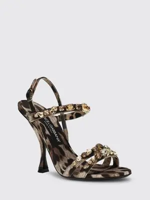 Dolce & Gabbana Keira Animalier Crystal Embellished Satin Sandals