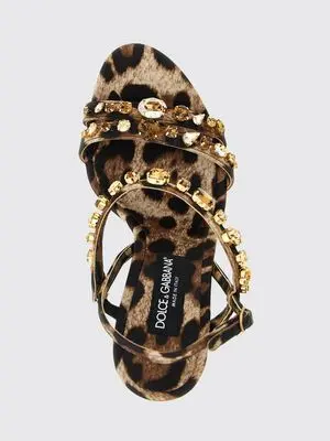 Dolce & Gabbana Keira Animalier Crystal Embellished Satin Sandals