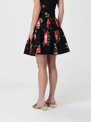 Dolce & Gabbana Black Floral Cotton A-line Skirt