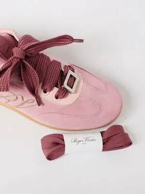 ROGER VIVIER Suede & Leather Low-top Sneakers - Pink