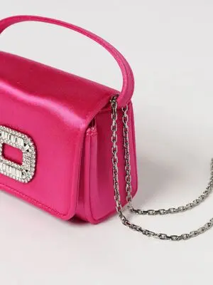 ROGER VIVIER Pilgrim Satin Bag With Jewel Buckle - Fuchsia