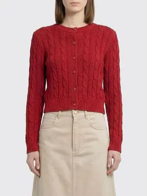Ralph Lauren Crew Neck Cardigan In Silk - Red
