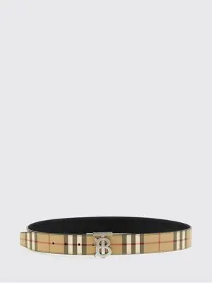 Burberry Reversible Check Canvas Belt With Tb Monogram