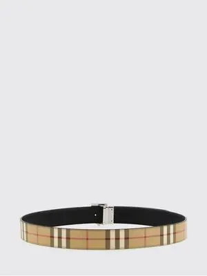 Burberry Reversible Check Canvas Belt With Tb Monogram