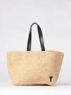 Ami Raffia Shoulder Bag - Beige