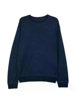 120% Lino Logo-embroidered Long-sleeve Sweatshirt - Blue